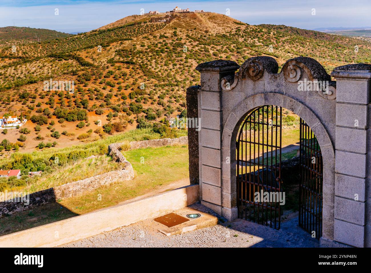 Ornate gate, posterior to the medieval castle. Elvas Castle. Elvas ...