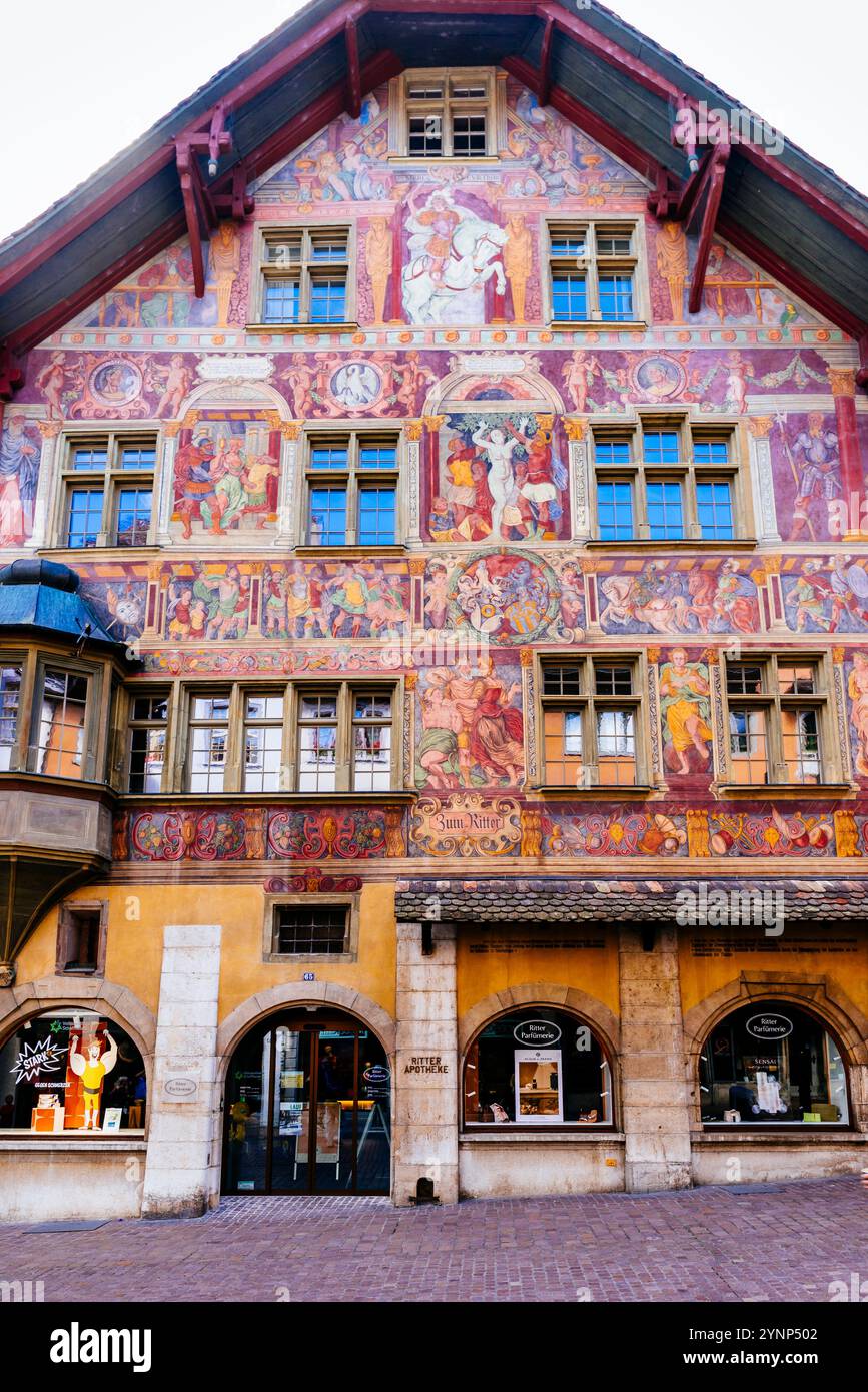 The facade of the Haus zum Ritter features one of the most important ...