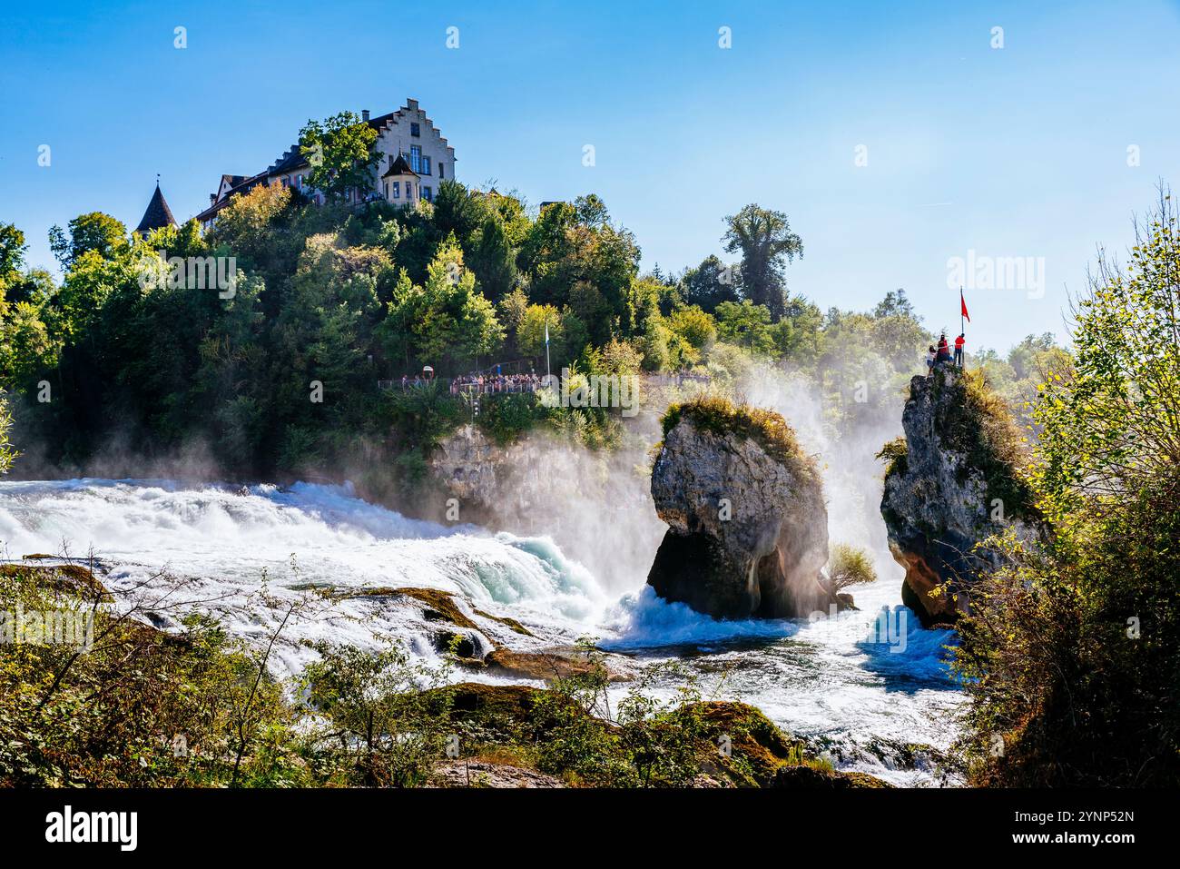 Rhine Falls, Rheinfallfelsen and Laufen Castle. Rhine Falls is a ...