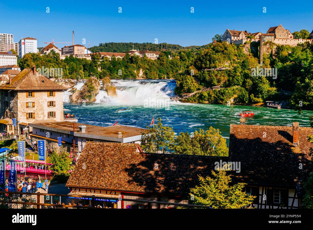 Tourist facilities. Rhine Falls, Rheinfallfelsen and Laufen Castle ...