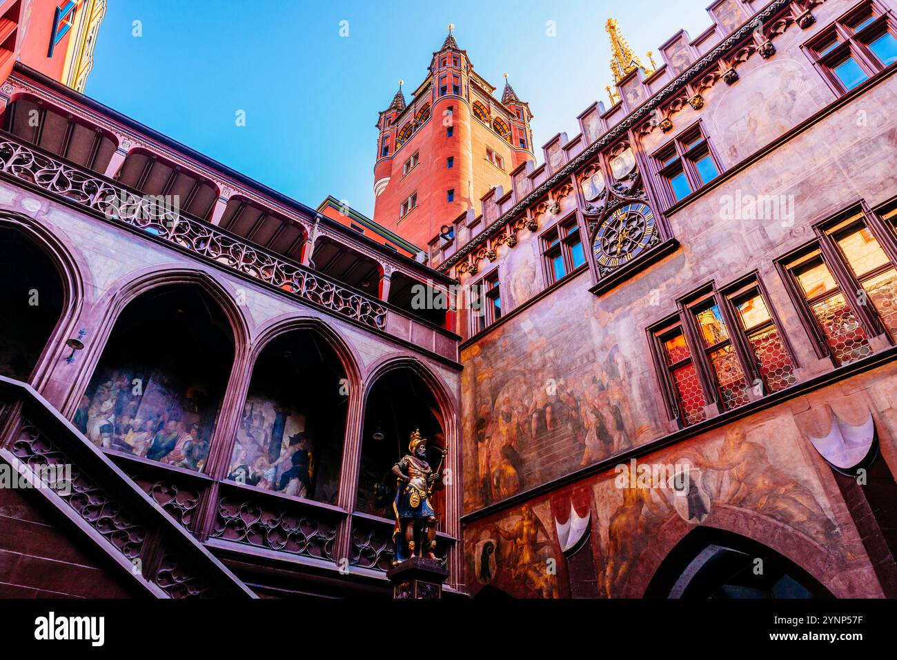 Inner courtyard. The Basel Town Hall is a 500-year-old building ...