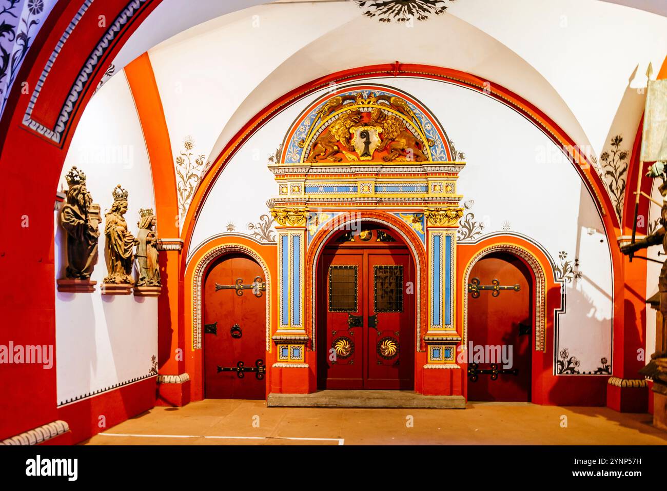 Detail of interior hallway. The Basel Town Hall is a 500-year-old ...