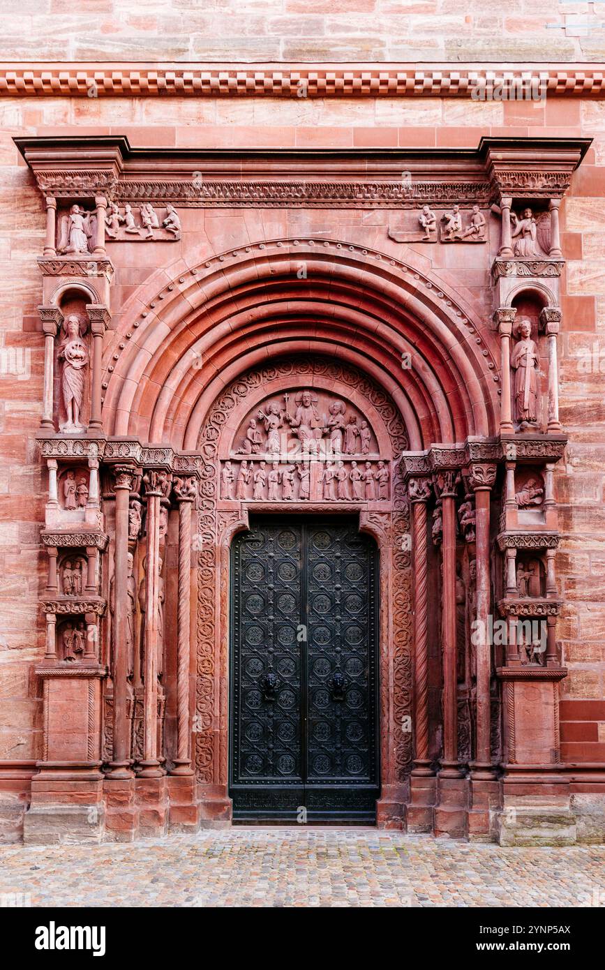 The Gallus Gate on the north transept facade of Basel Cathedral, built ...