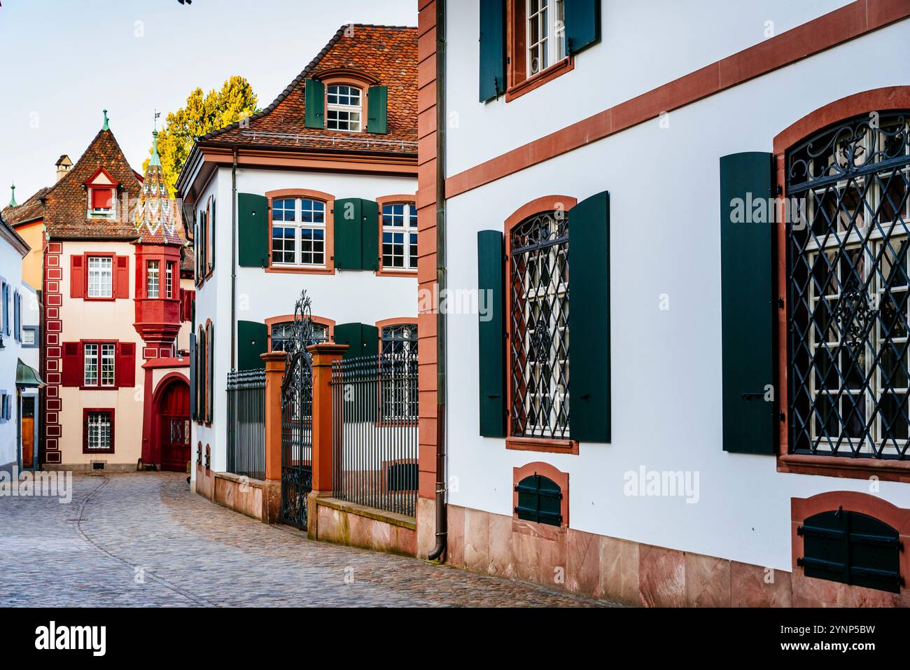 Ancient noble houses in the old city. Basel, Canton Basel-Stadt ...