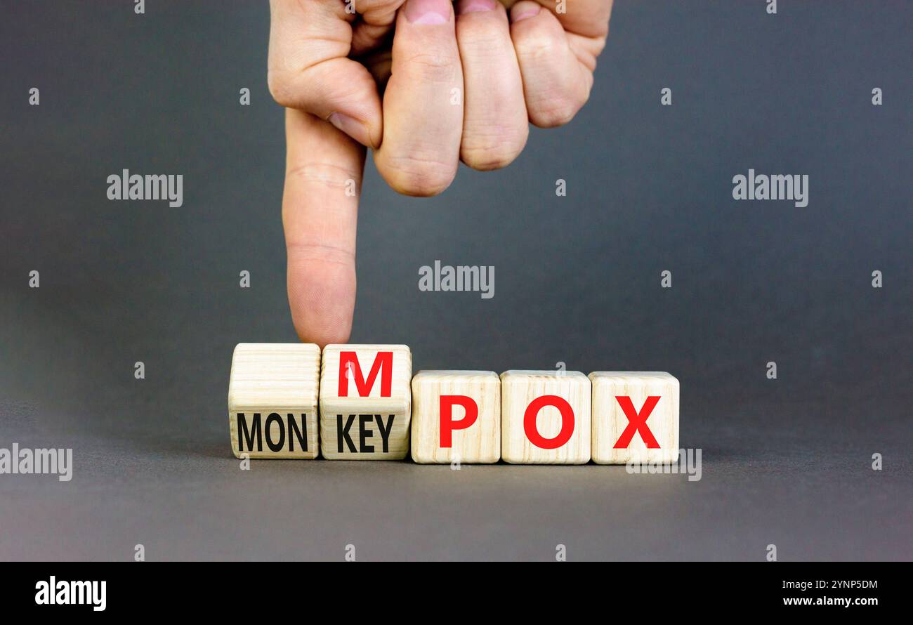 Monkey POX or Mpox symbol. Concept word Monkey POX or Mpox on wooden ...