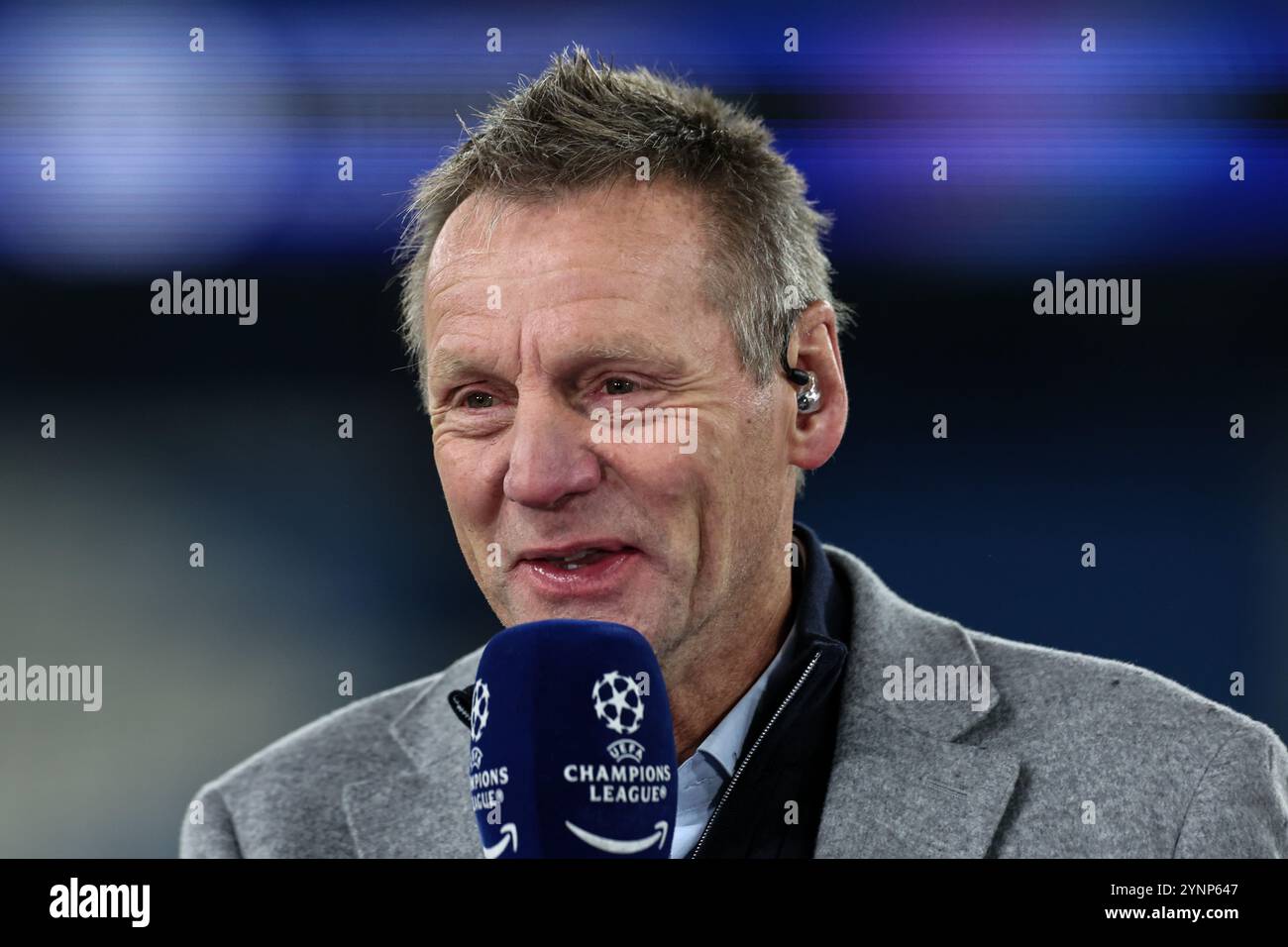 Stuart Pearce in a pre-game interview during the UEFA Champions League ...