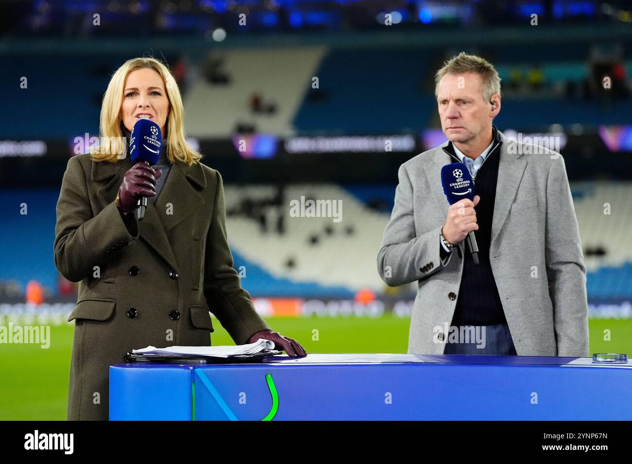Presenter Gabby Logan (left) and former Manchester City player and ...