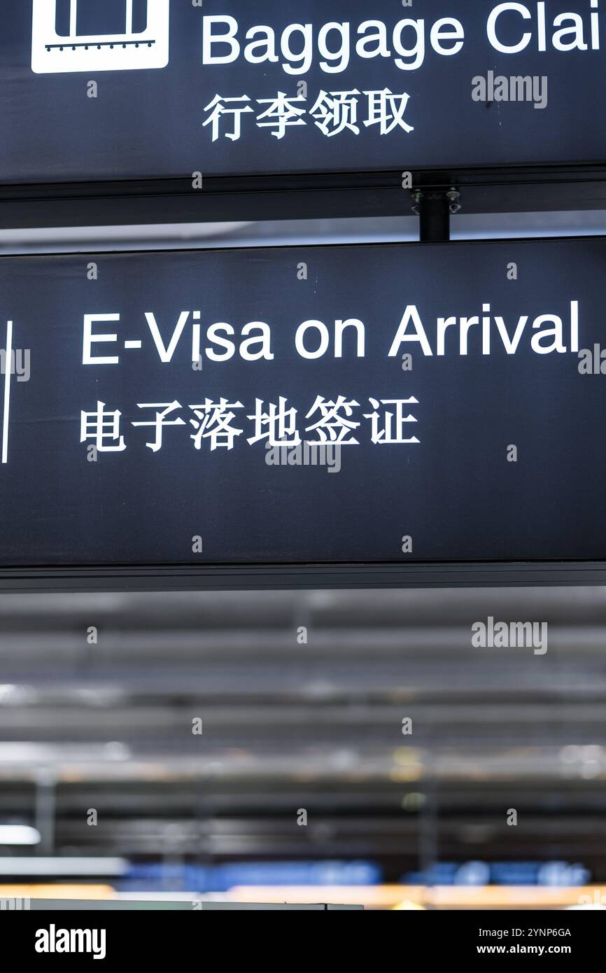 Electronic Visa on arrival signage concept at airport for tourists ...