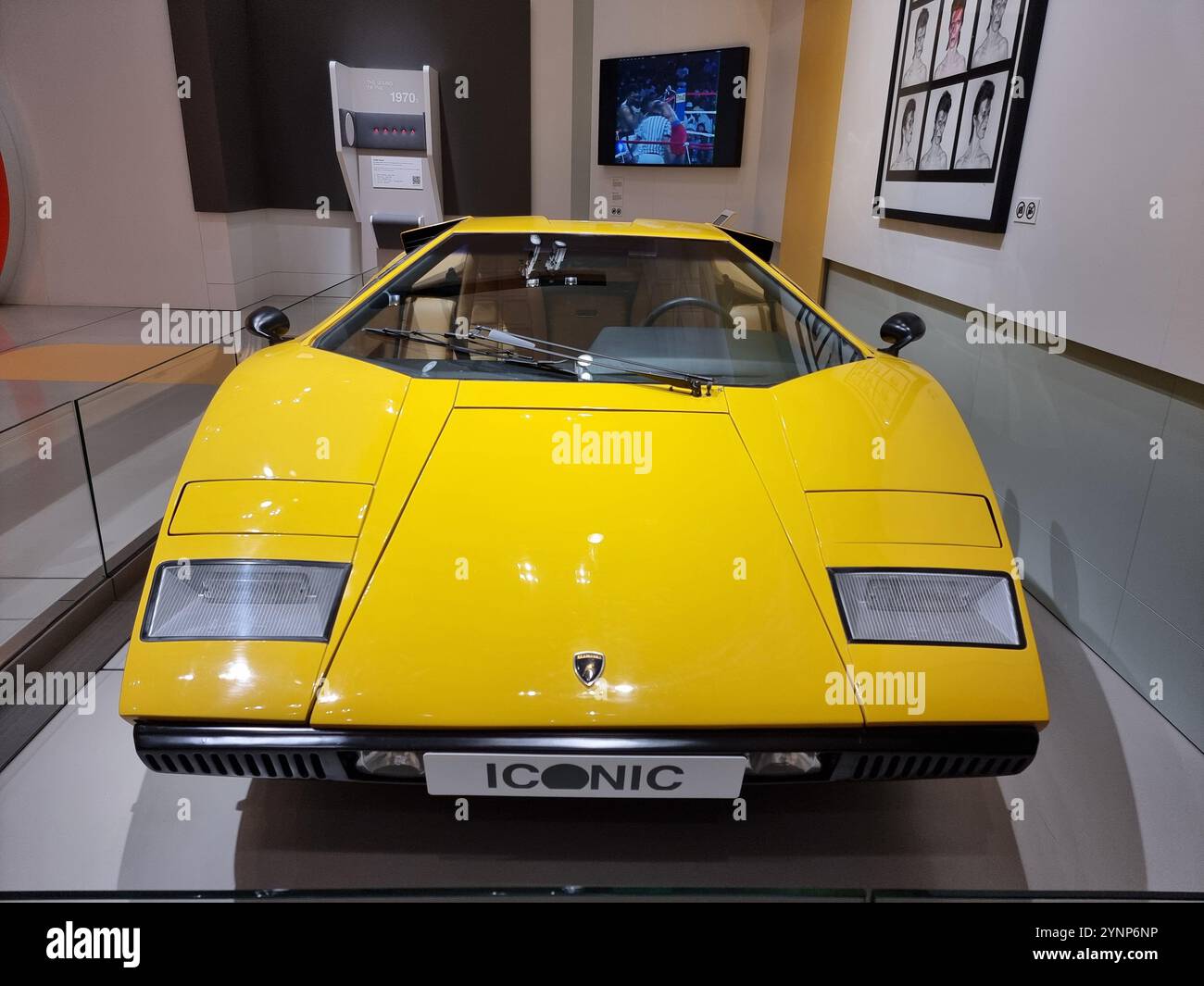 Classic yellow Lamborghini Countach sportscar as exhibited at the ...