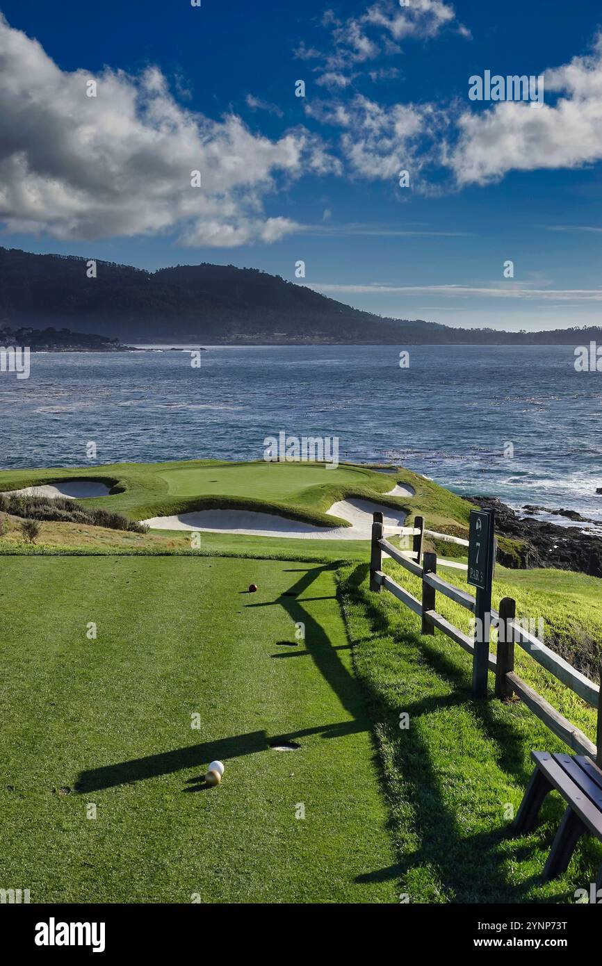 Pebble Beach, Monterey Peninsula, California USA - 2024 The world famous 7th hole at Pebble ...