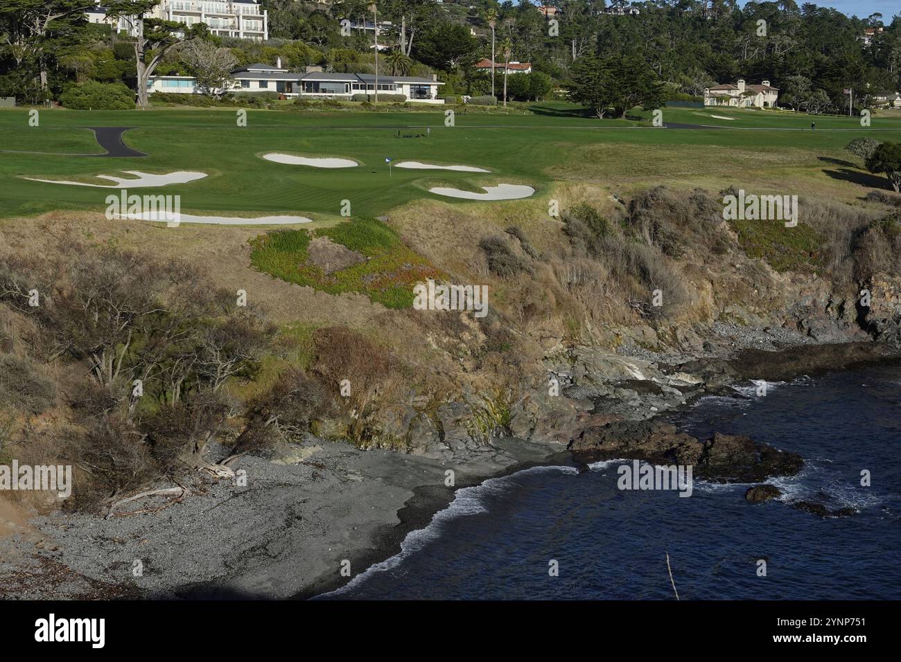 Pebble Beach, Monterey Peninsula, California USA - 2024 The 8th hole on Pebble Beach Golf Links ...