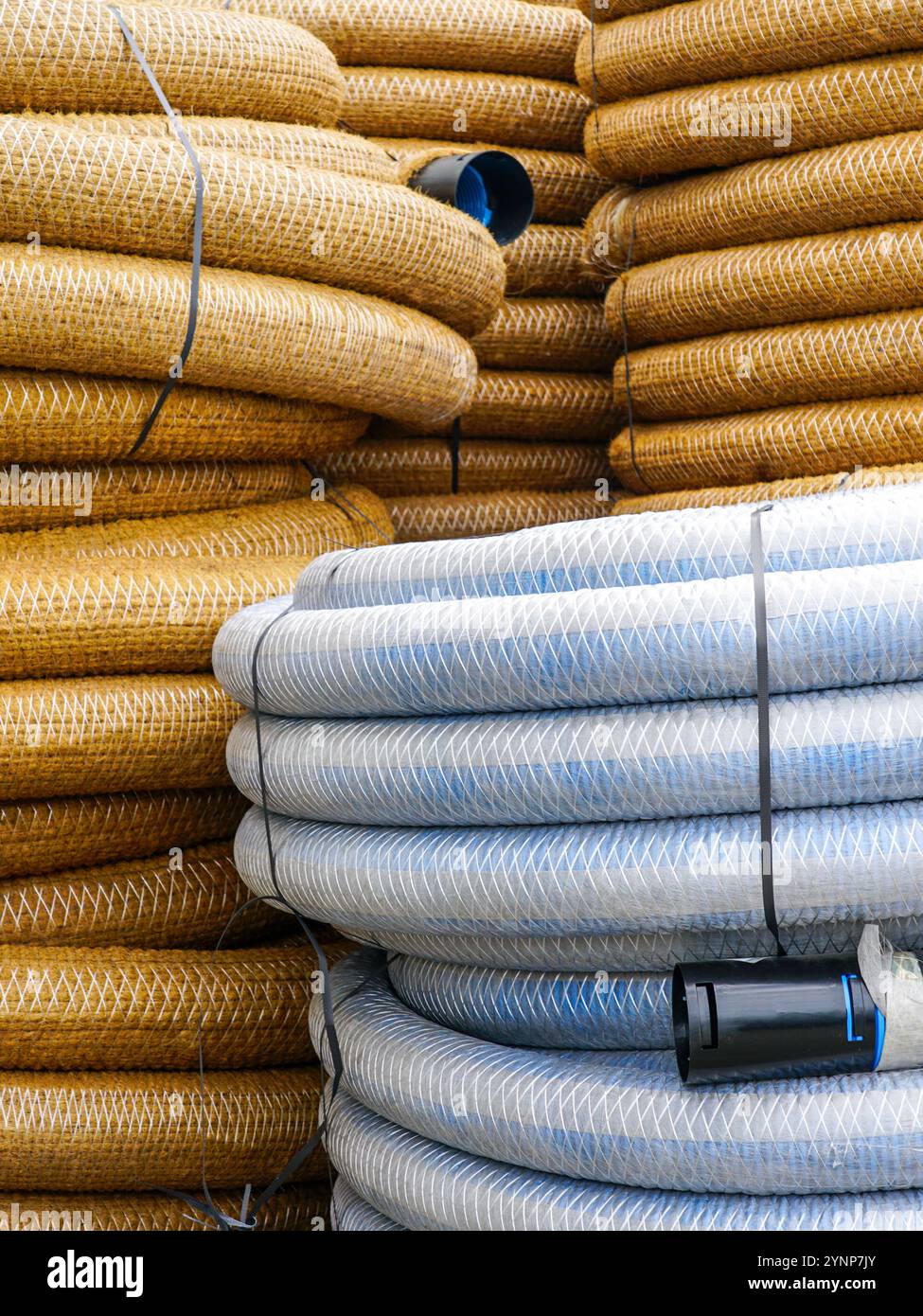 PVC corrugated perforated drainage pipe rolls with coir or coconut ...