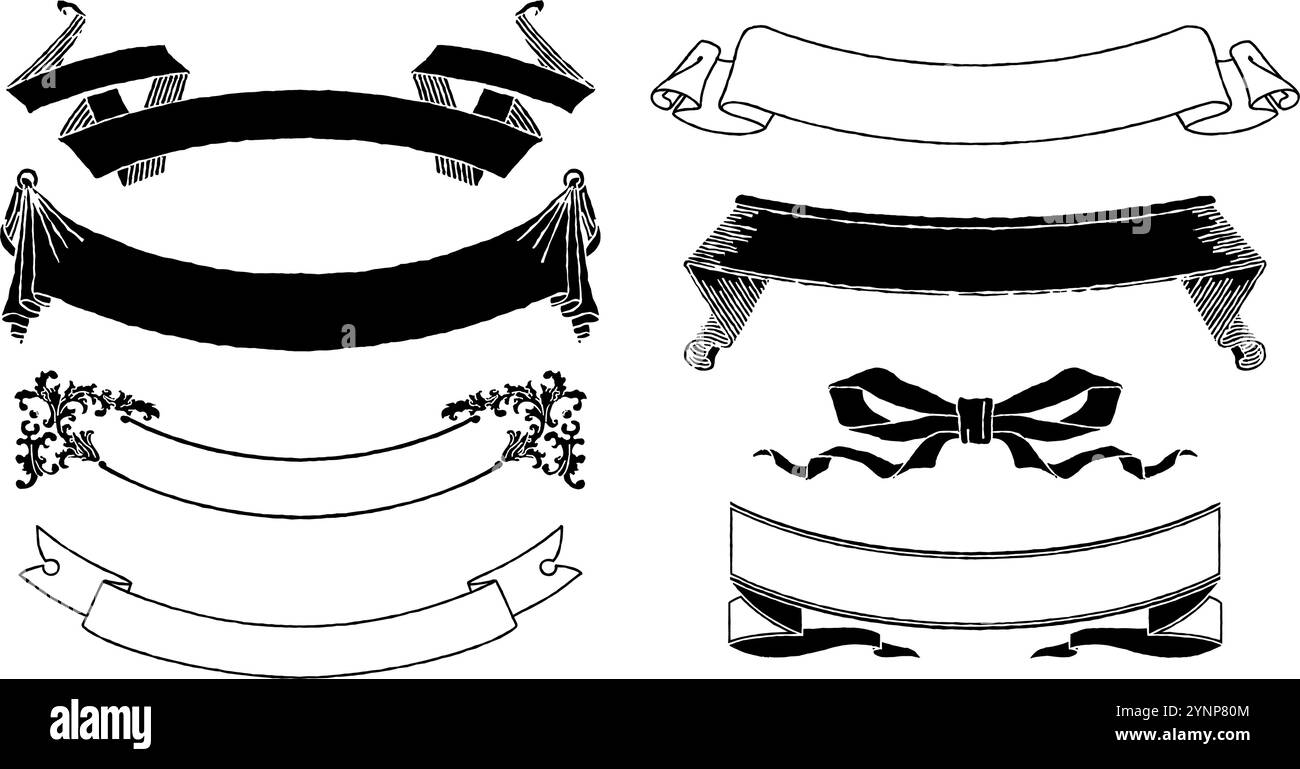 Horizontal monochrome retro design label set.It is vector data that is ...