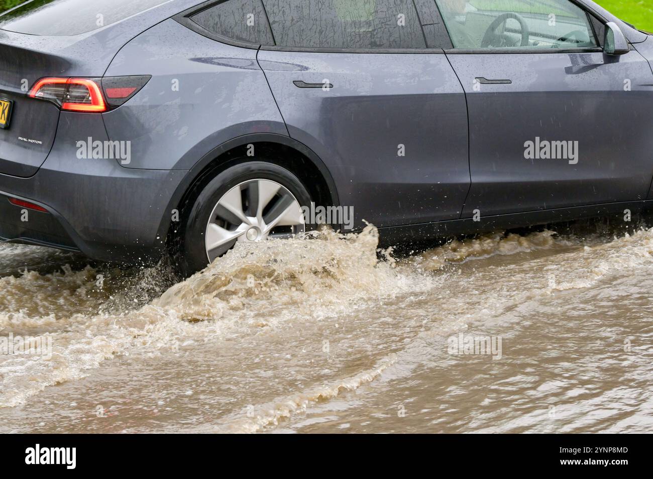 Treforest Industrial Estate, Wales, UK - 24 November 2024: Car driving ...
