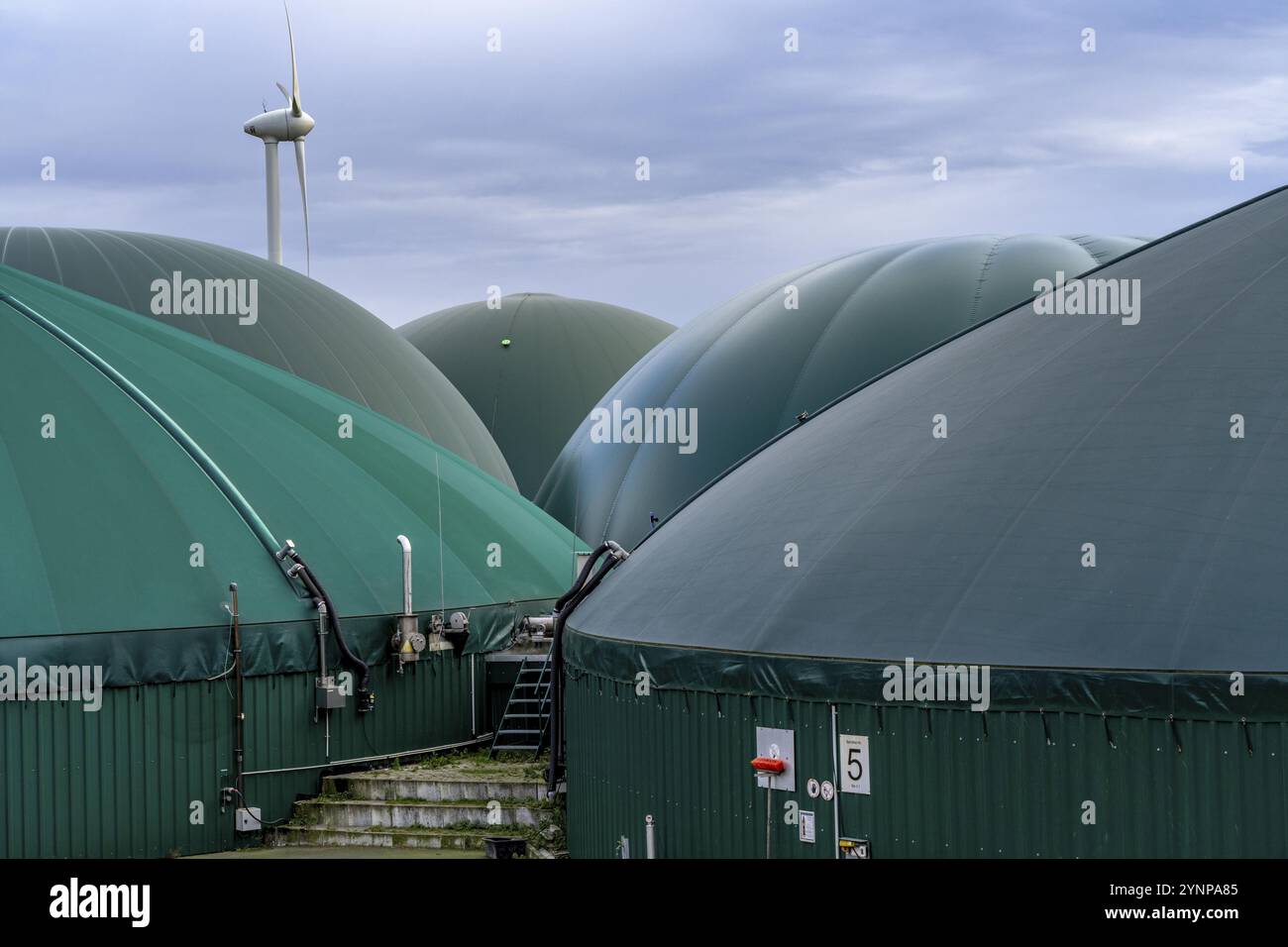 Biogas plant, the gas is produced from various biomass, including waste ...