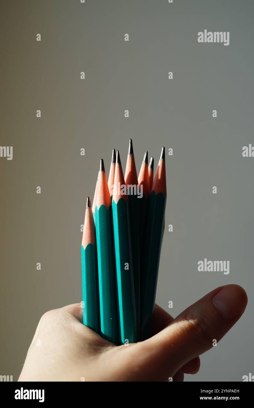 Man hand holding pencil pencils hi-res stock photography and images - Alamy