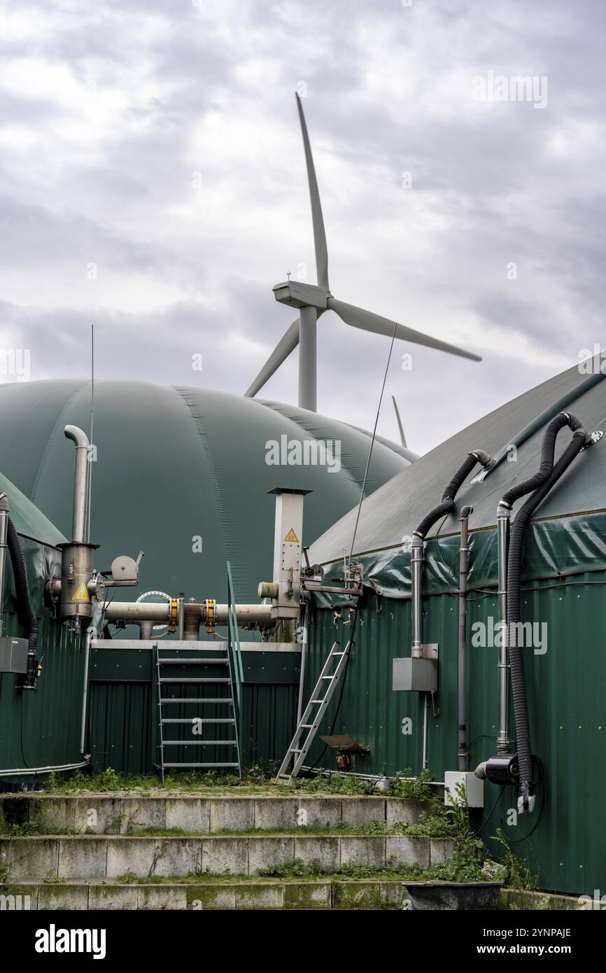 Biogas plant, the gas is produced from various biomass, including waste ...