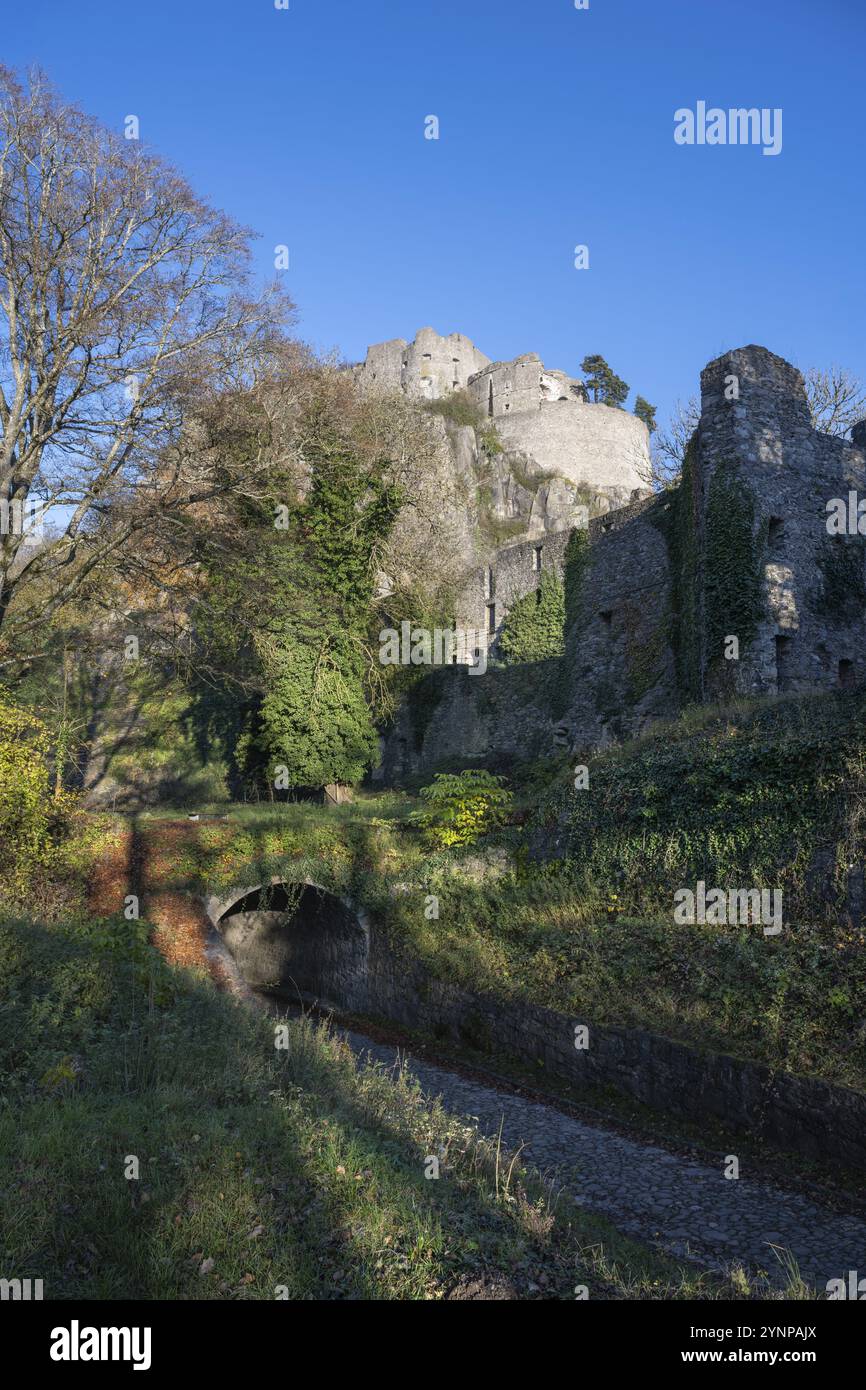 Autumn atmosphere, Hohentwiel fortress ruins, town of Singen, district ...