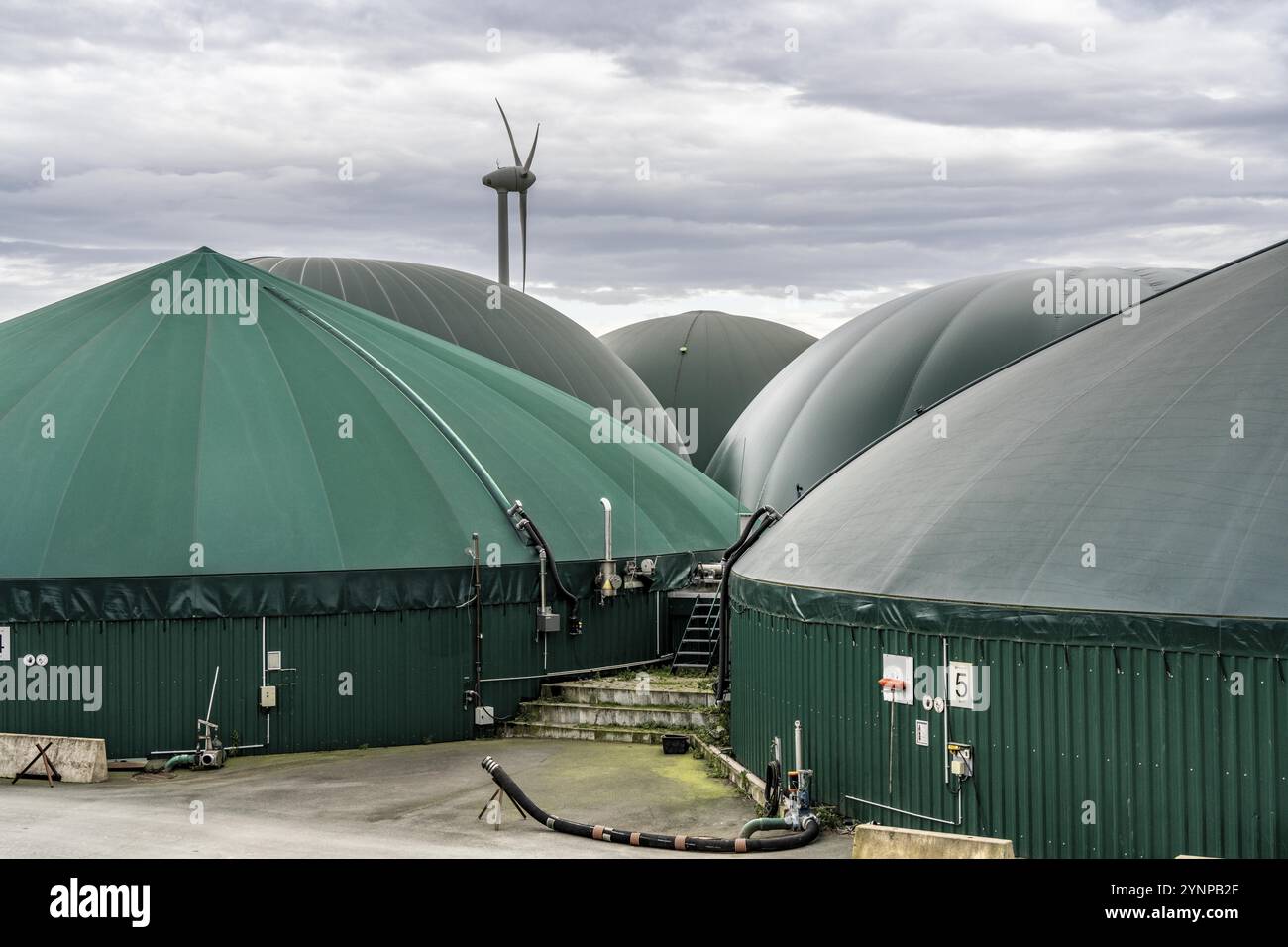 Biogas plant, the gas is produced from various biomass, including waste ...