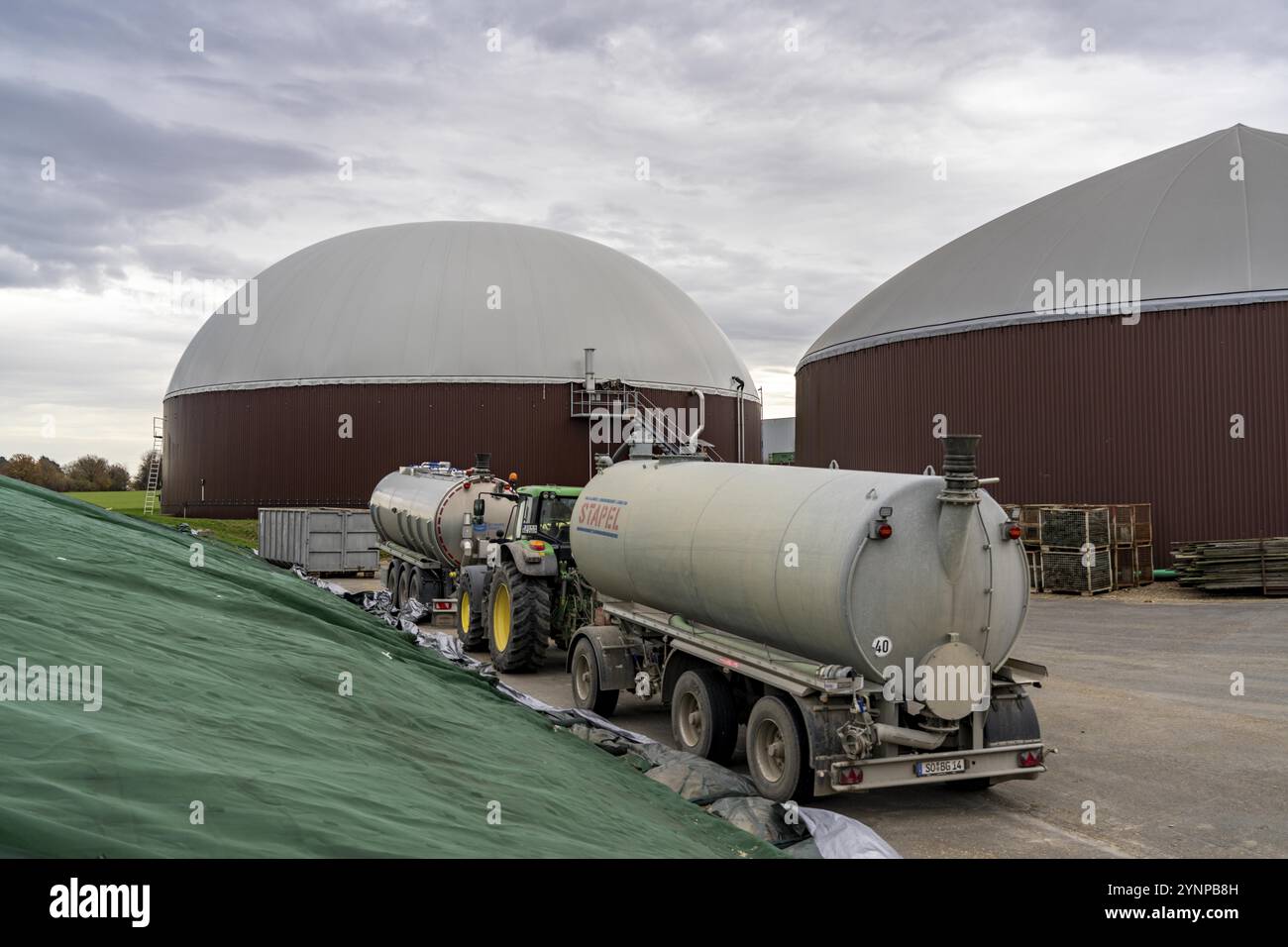 Biogas plant produces gas from various biomass, electricity is ...
