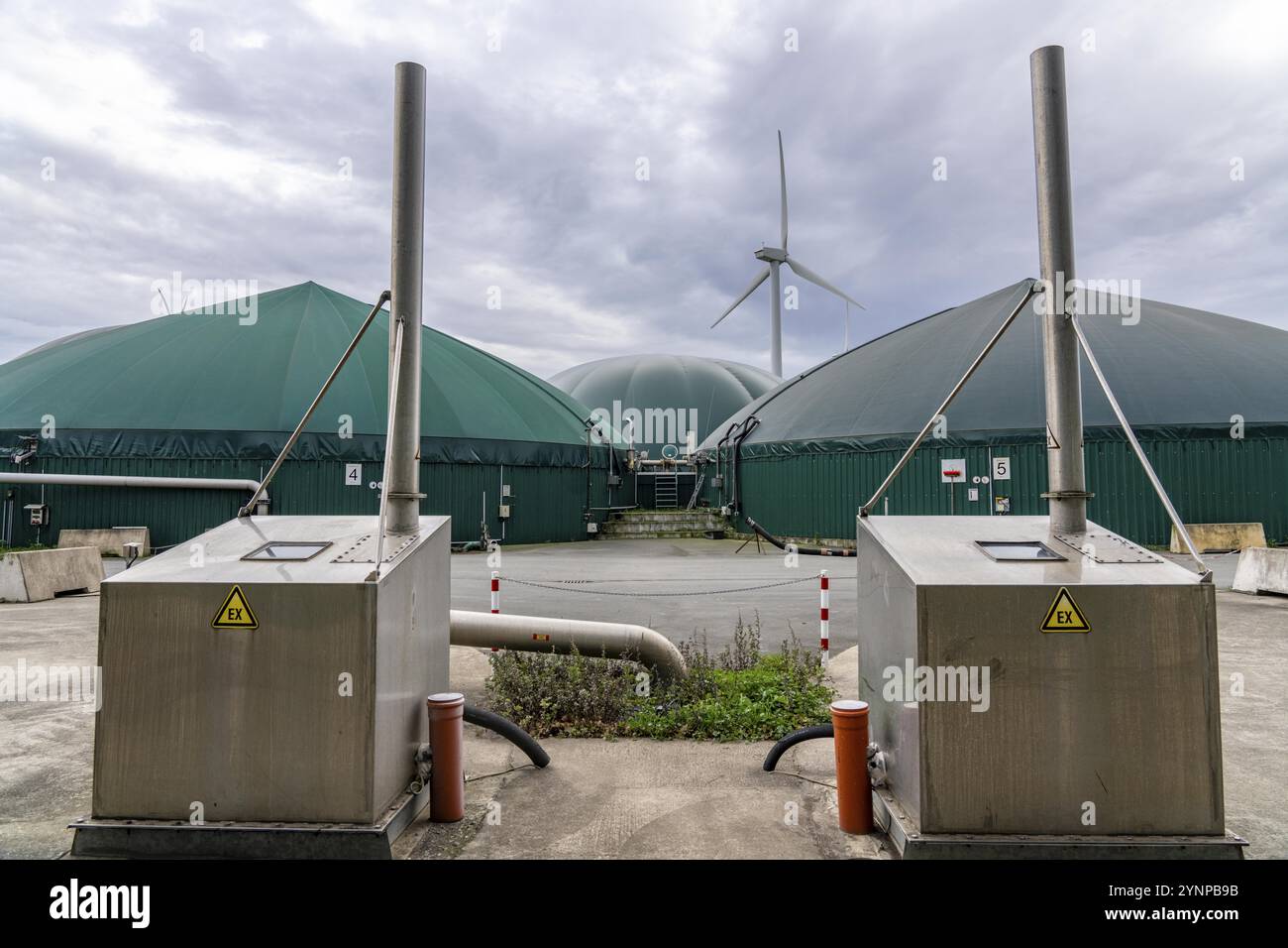 Biogas plant, the gas is produced from various biomass, including waste ...