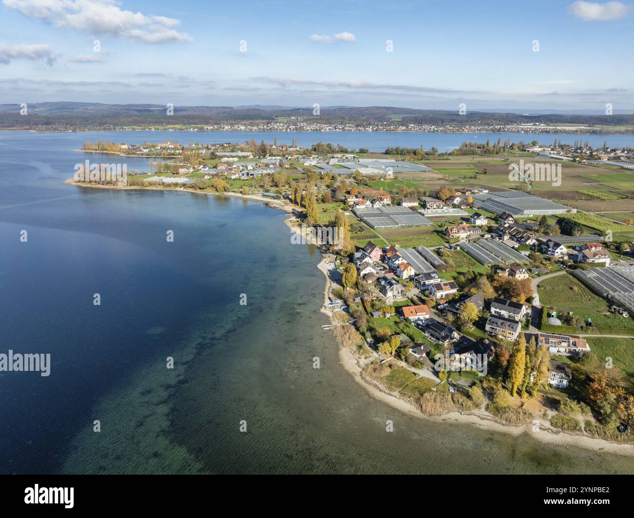 Aerial view of the southwestern part of the island of Reichenau with ...