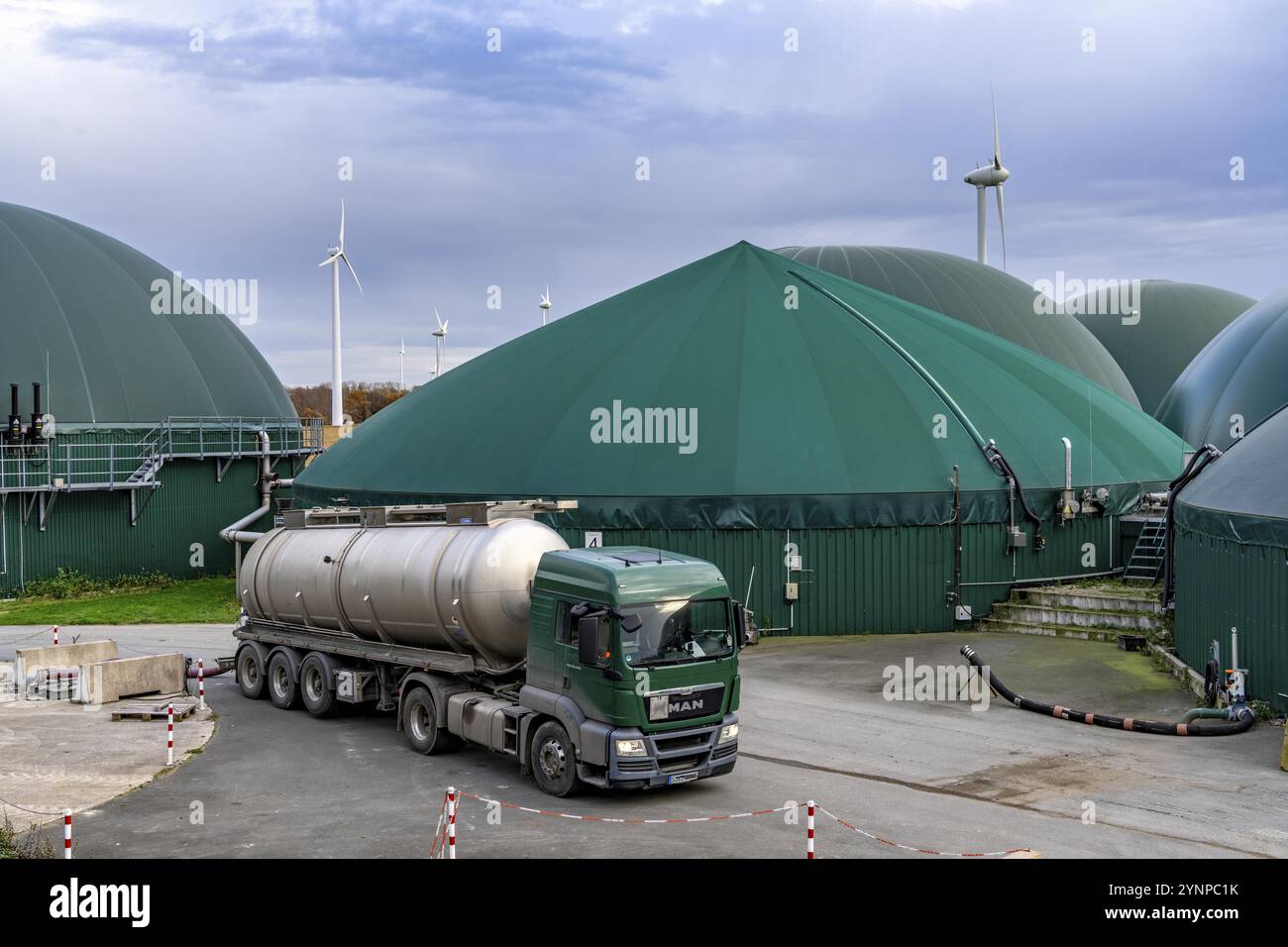 Biogas plant, the gas is produced from various biomass, including waste from the food industry ...