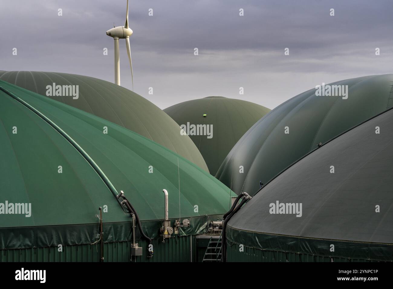 Biogas plant, the gas is produced from various biomass, including waste ...