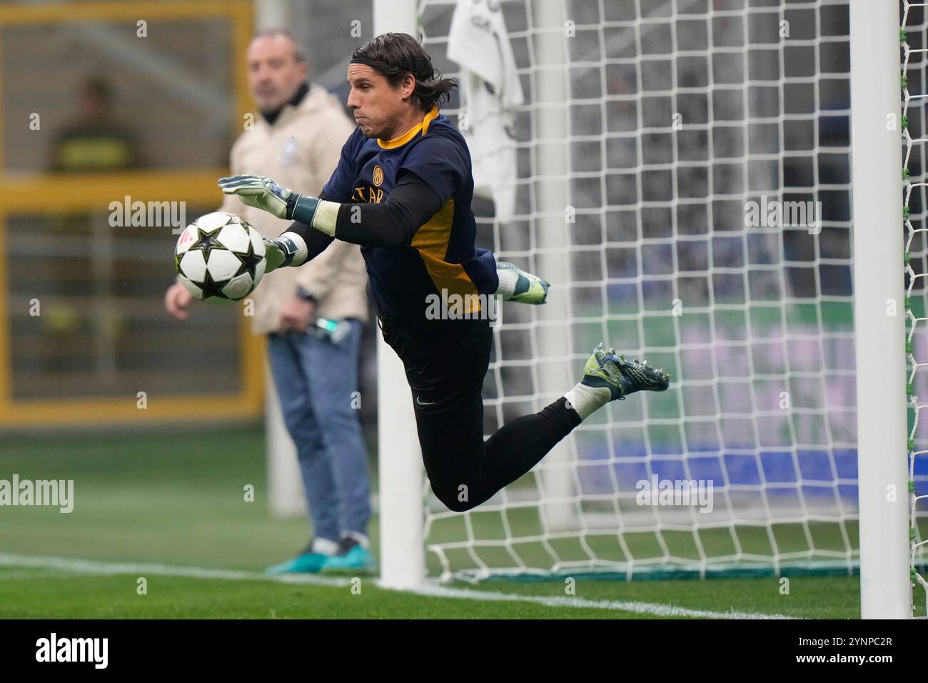 Inter Milan's goalkeeper Yann Sommer warms up before the start of a ...