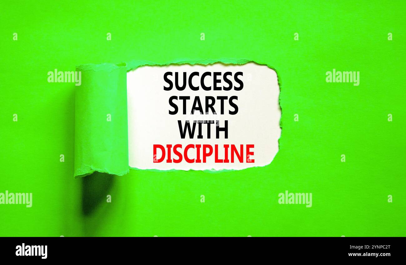 Success starts with discipline symbol. Concept words Success starts ...