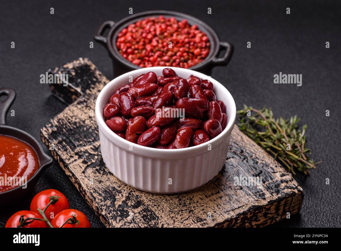 Delicious nutritious canned red beans, with salt and spices as a high ...