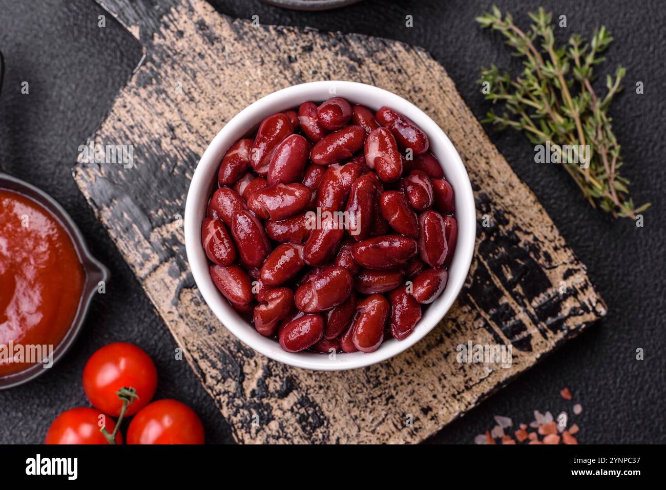 Delicious nutritious canned red beans, with salt and spices as a high ...