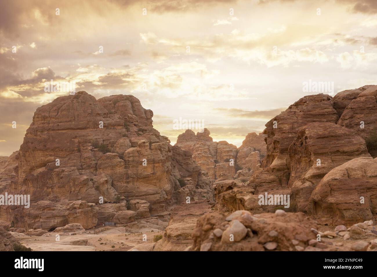 Landscape with sandstone rocks in little petra archaeological site ...