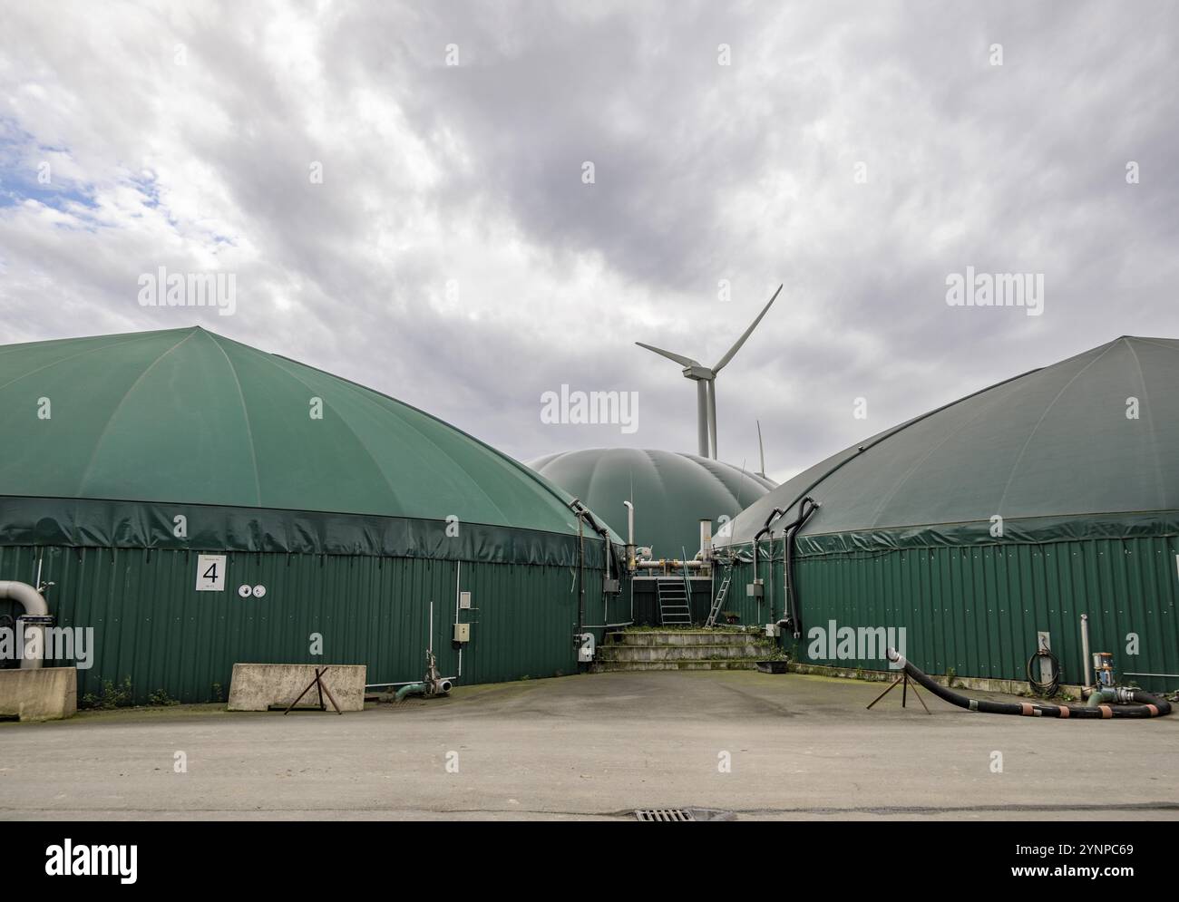 Biogas plant, the gas is produced from various biomass, including waste ...