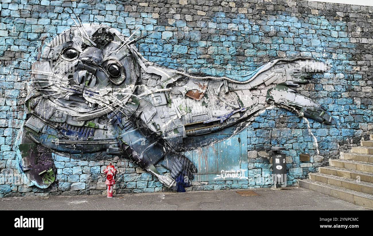 Mural made from waste in Camara de Lobos Stock Photo - Alamy