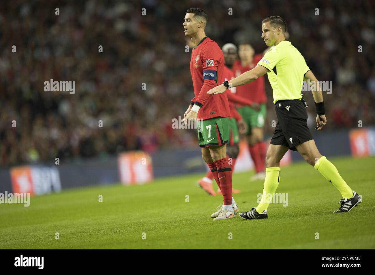 Football match, captain Cristiano RONALDO CR7 Portugal has just shot a ...