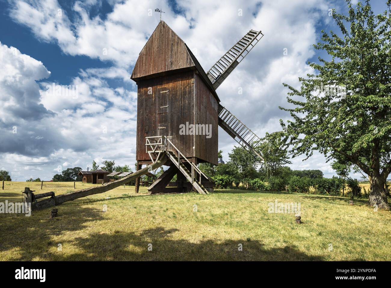 A view of a beautiful windmill in Germany in a natural setting and an ...
