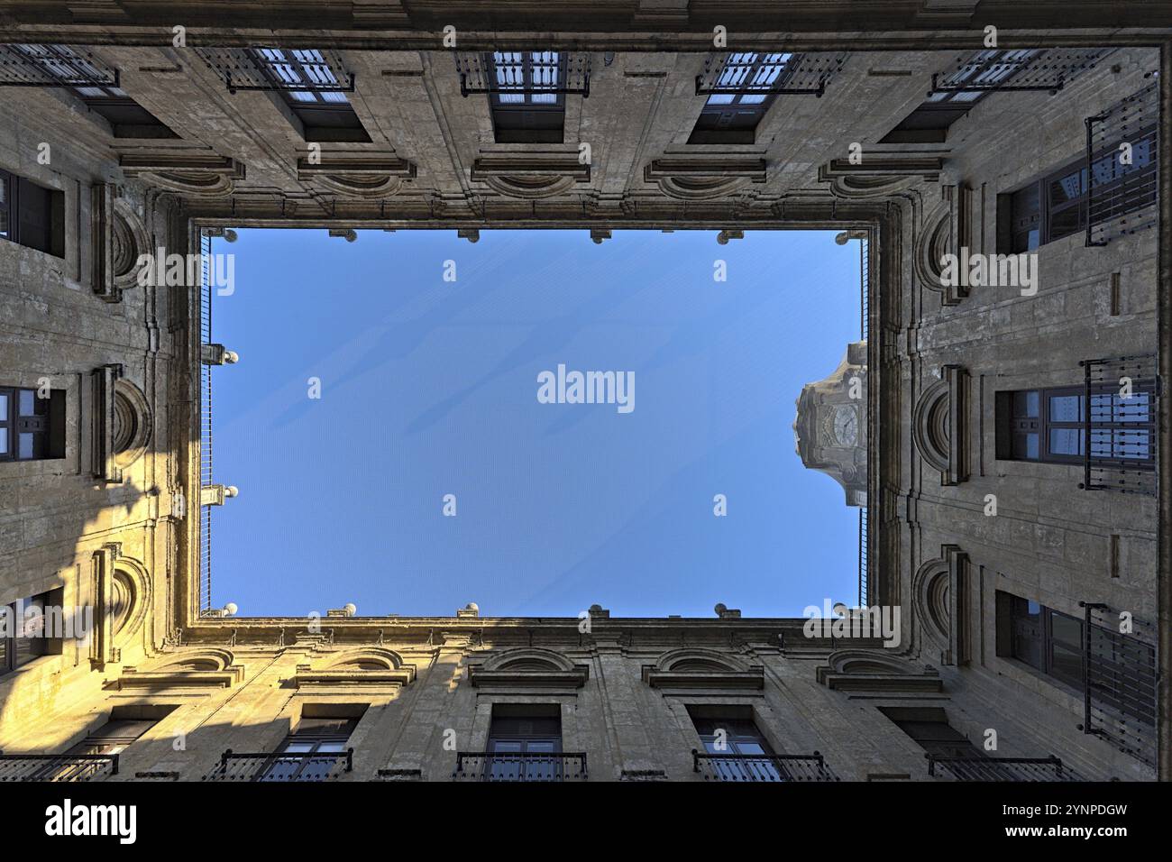 A courtyard in the Royal Tobacco Factory of Seville photographed from ...