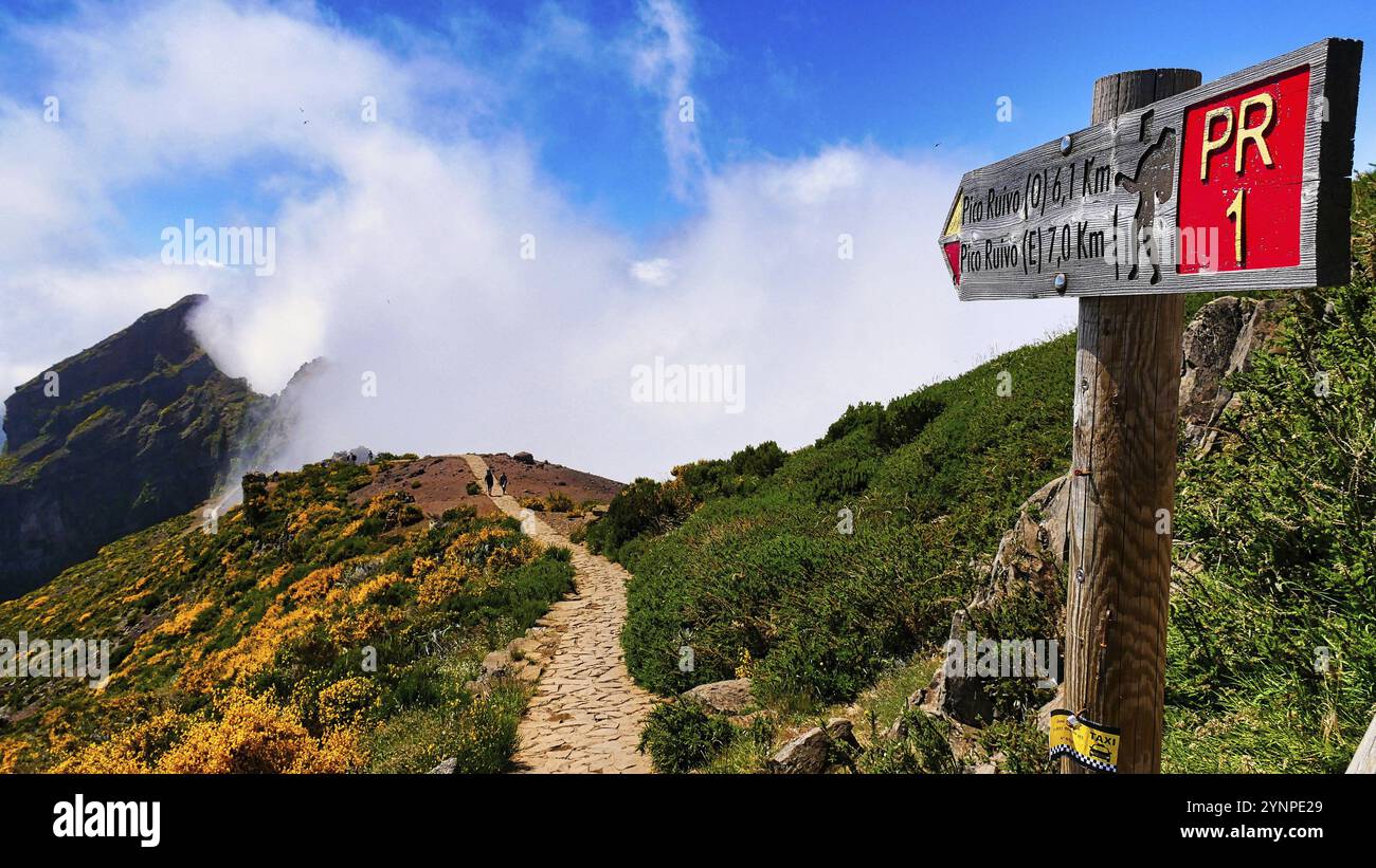 On the PR1 hiking trail from Pico do Arieiro to Pico Ruivo on Madeira ...
