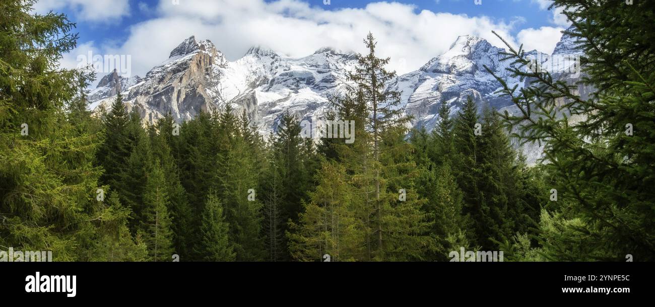 Swiss Alps banner mountain view of alpine as snow-capped mount peaks ...