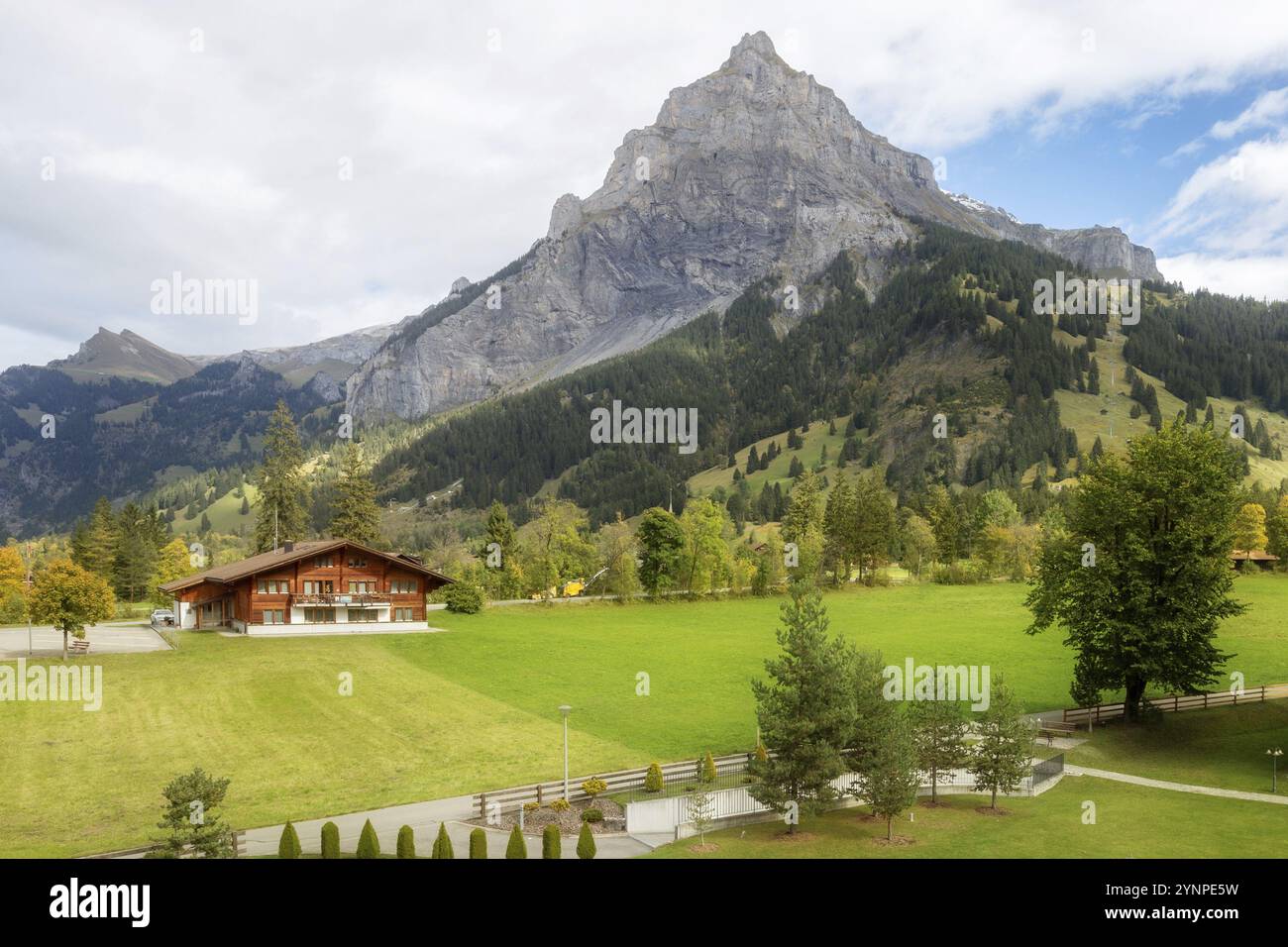 Wooden chalet in Kandersteg village, Canton Bern, Switzerland, Europe ...