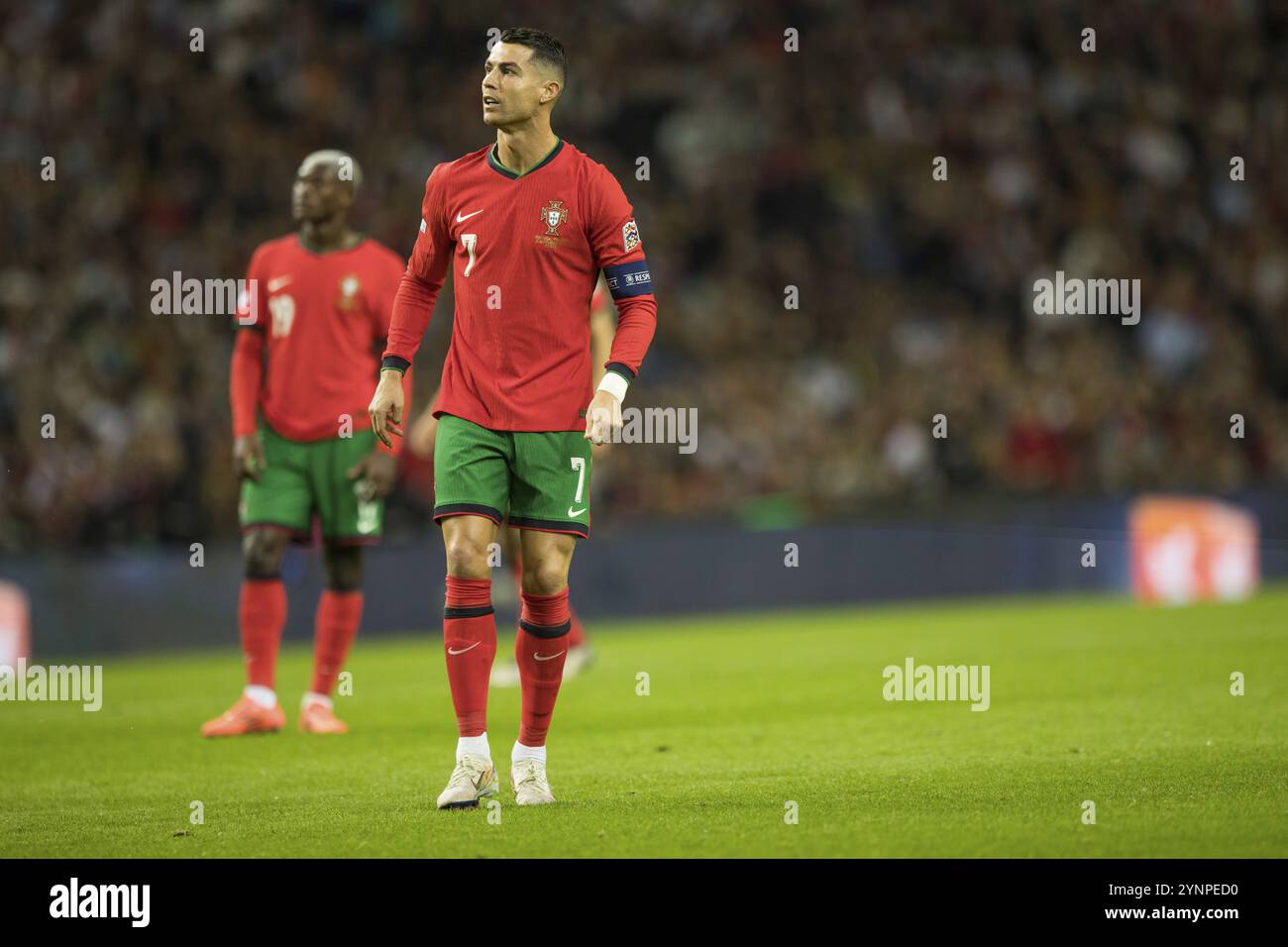 Football match, captain Cristiano RONALDO CR7 Portugal has just taken a ...