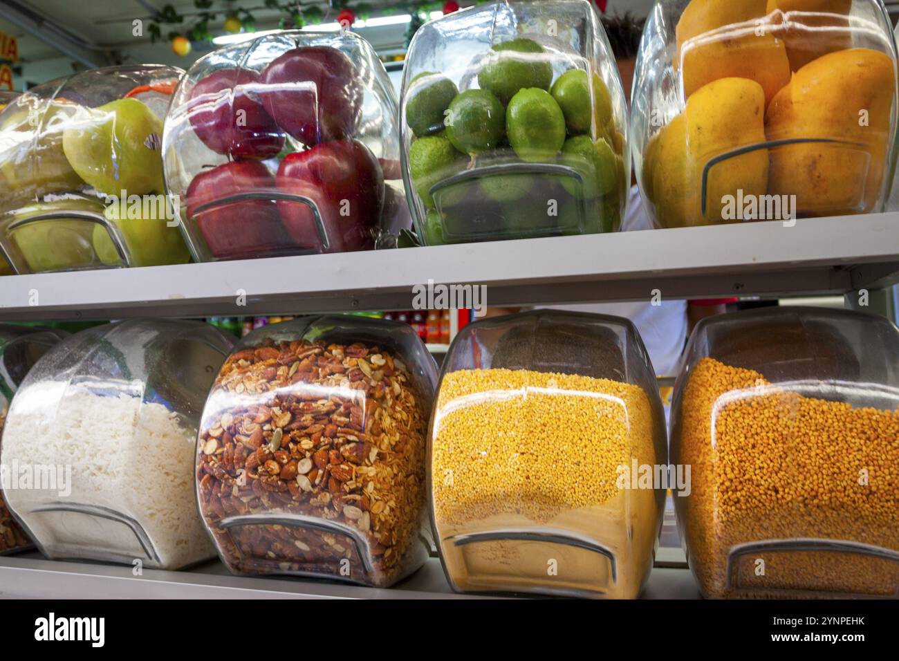 Natural tropical fruit juice shop at market. San Luis Potosi, SLP ...