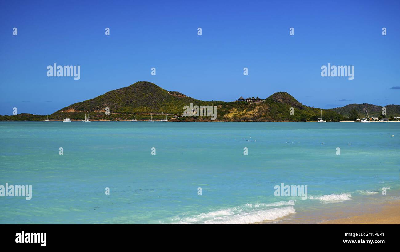 Jolly Beach a beach in Antigua in the Caribbean with azure blue sea ...