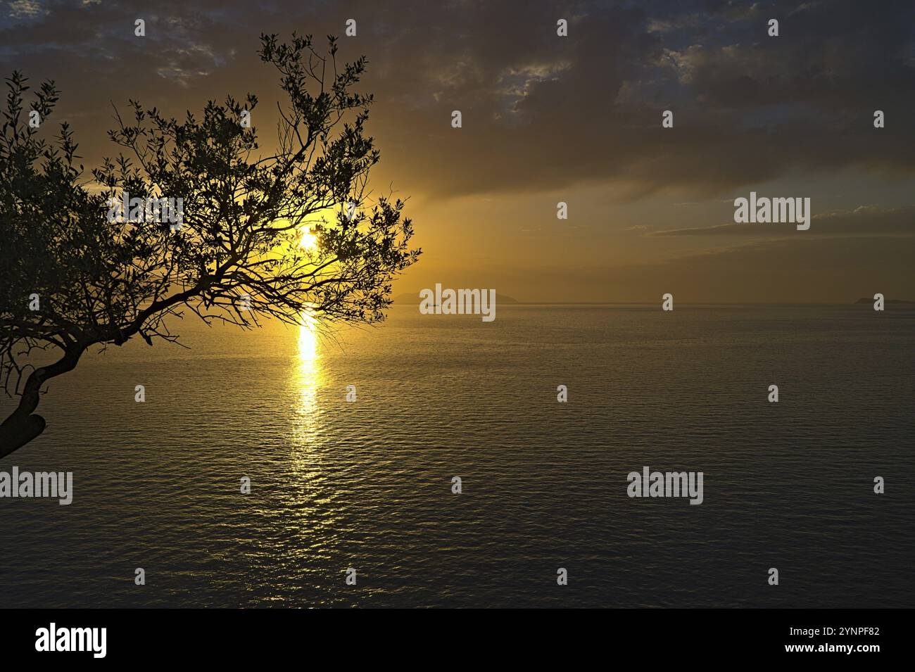 View from the coast of Vlora on the island of Sazan at sunset through ...