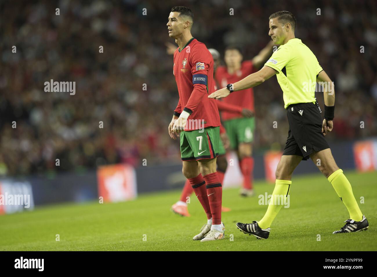 Football match, captain Cristiano RONALDO CR7 Portugal has just shot a ...