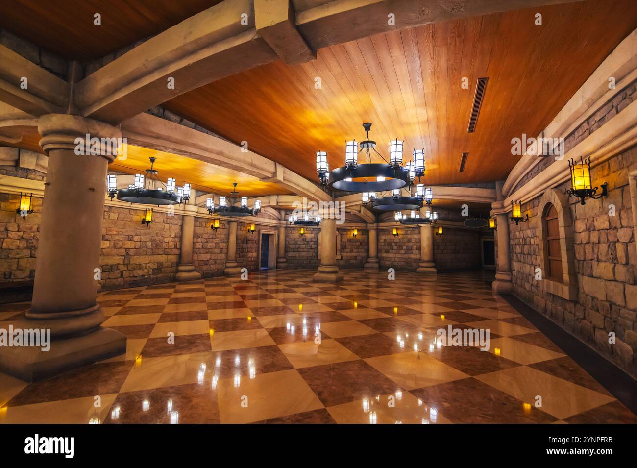 beautiful interior inside a medieval castle in European style Stock ...