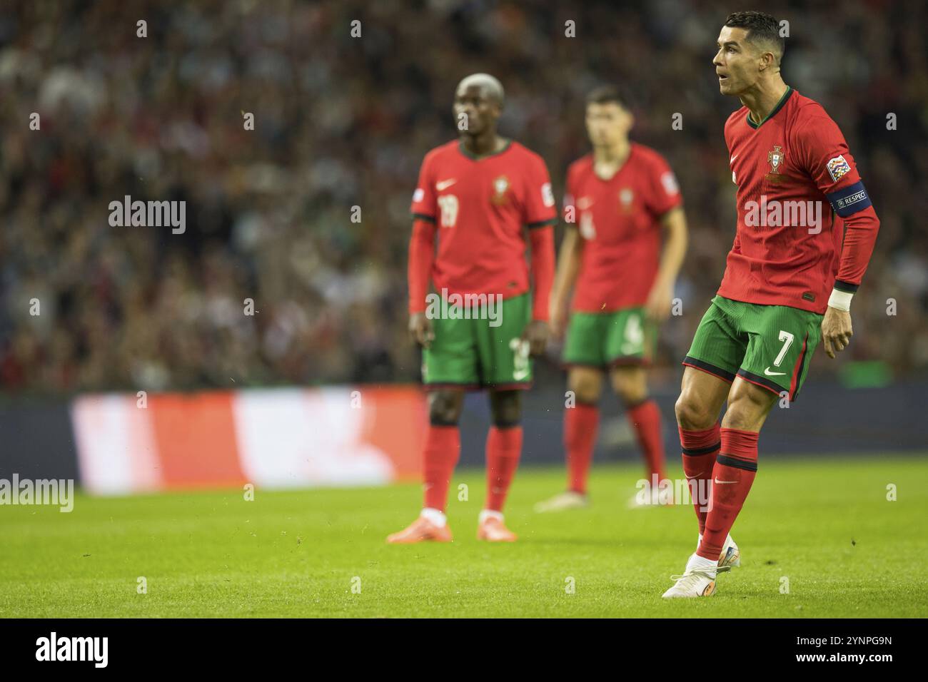 Football match, captain Cristiano RONALDO CR7 Portugal has just taken a ...
