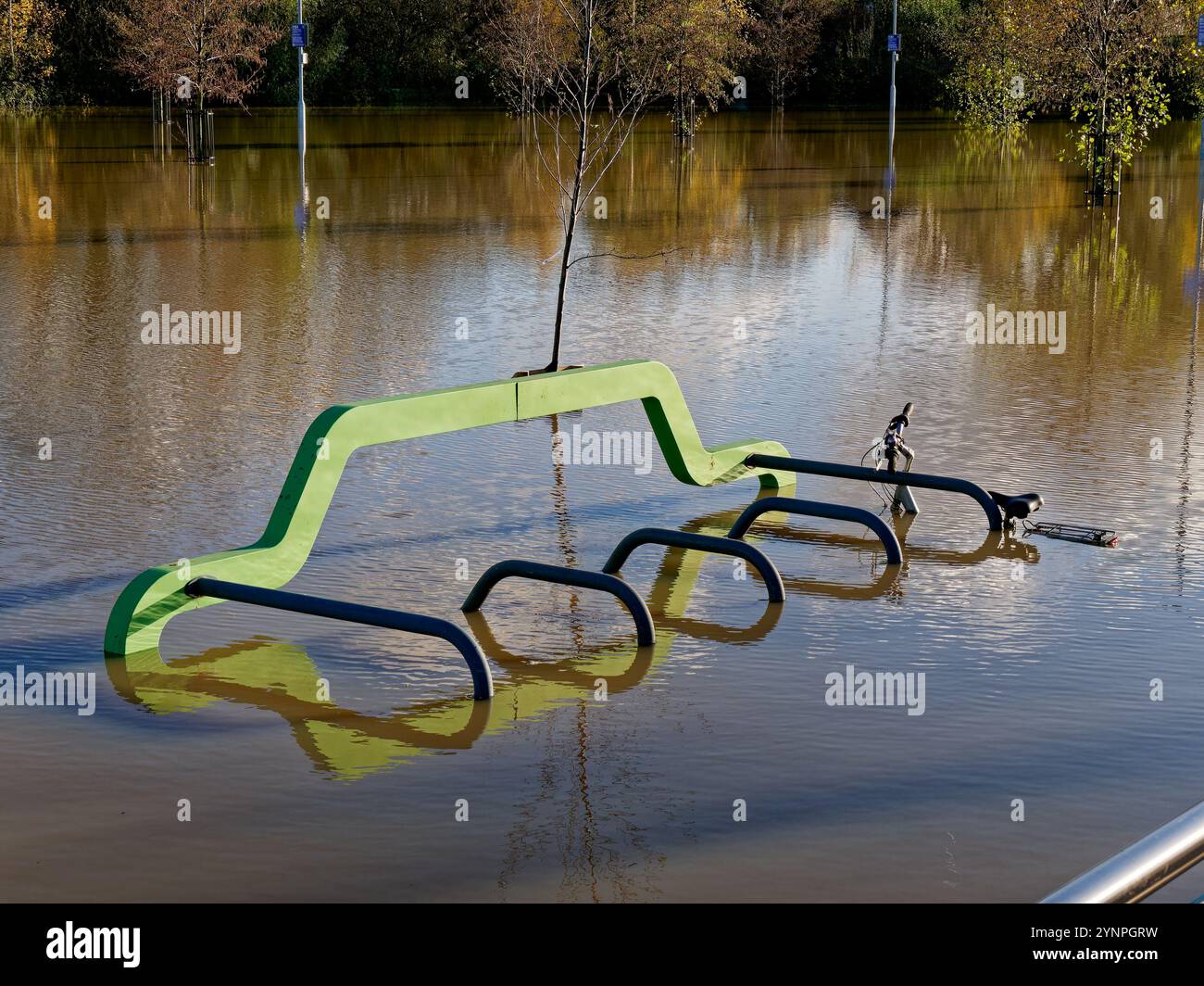 Closer shot of bicycle rack at Seacourt Park and Ride in Oxford, Oxfordshire, England, UK due to ...