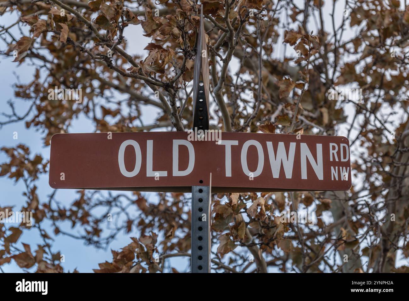 Sign at entrance to the Old Town Plaza historic district in Albuquerque, New Mexico, US Stock ...